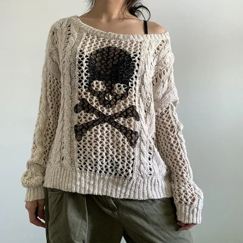Y2K Streetwear Skeleton Sweater - Relive the 2000s