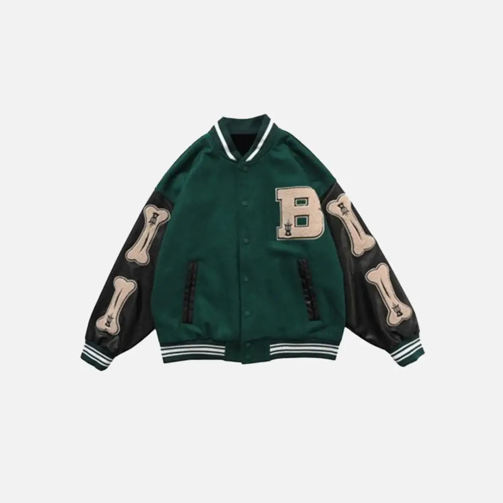 Skeleton Bones Y2K Varsity Jacket for Trendy Style
